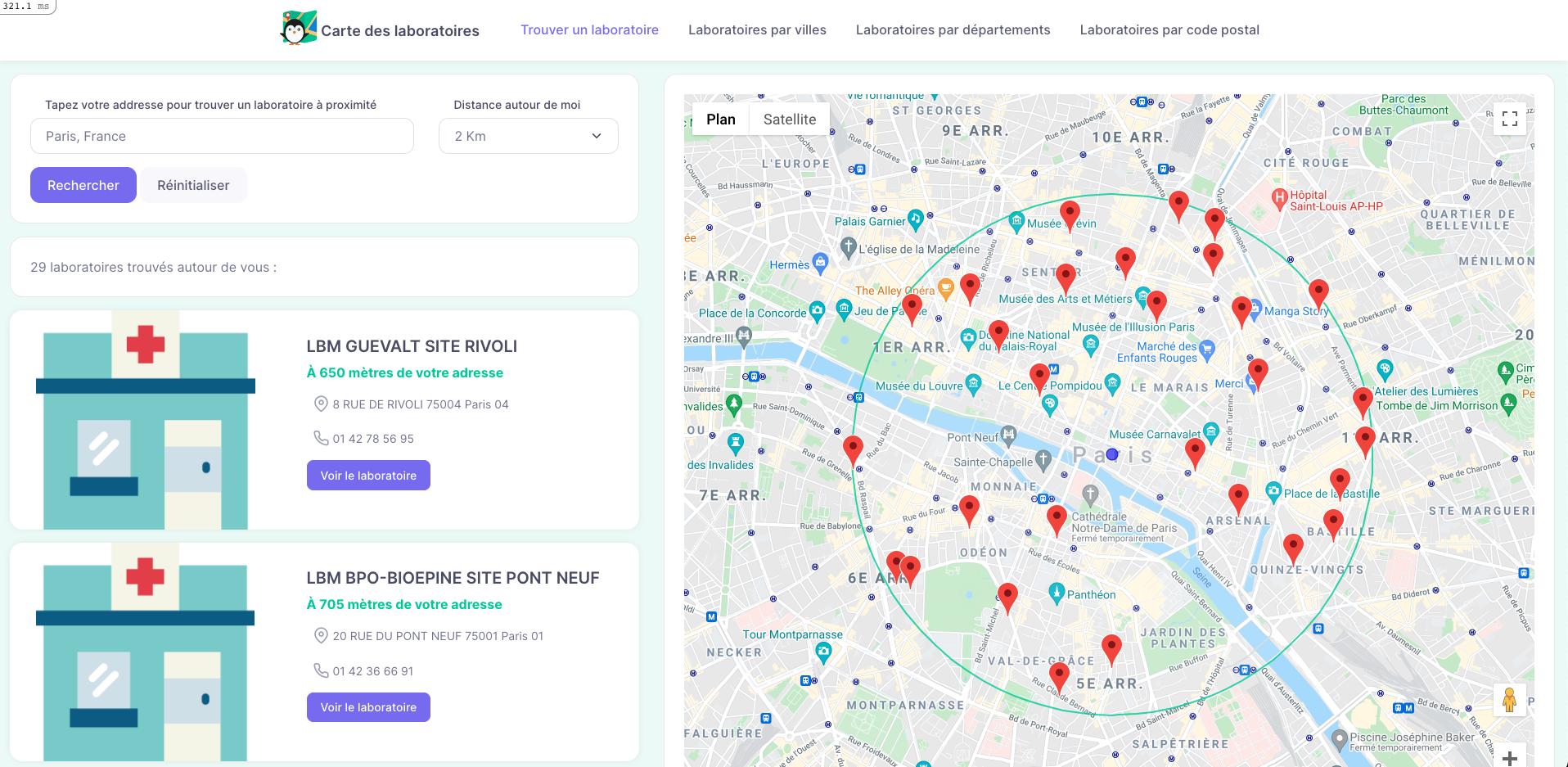 Tous les laboratoires du code postal 28000